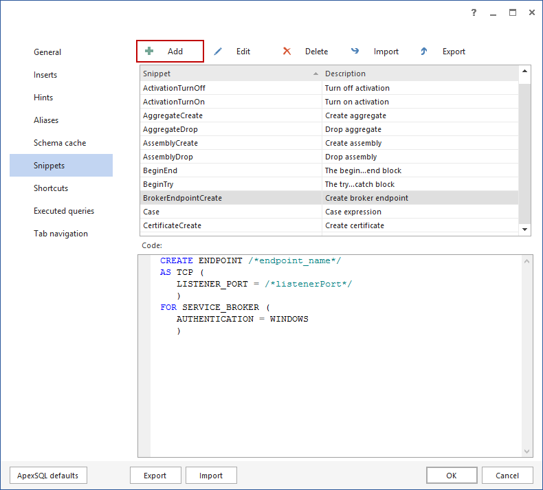 Cómo crear y usar fragmentos de código T-SQL