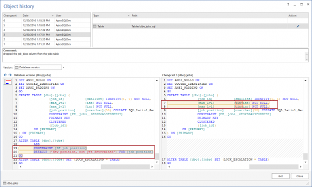 How to see the full history of a SQL Server database object under ...