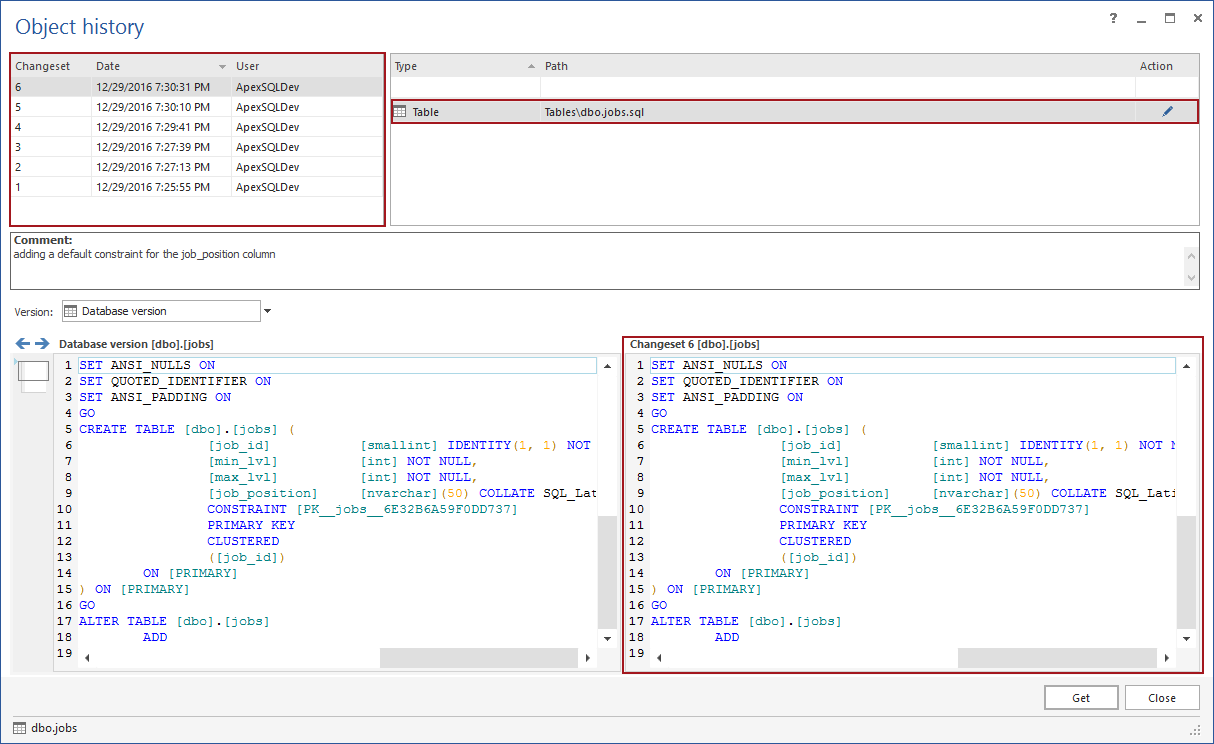 How to see the full history of a SQL Server database object under ...