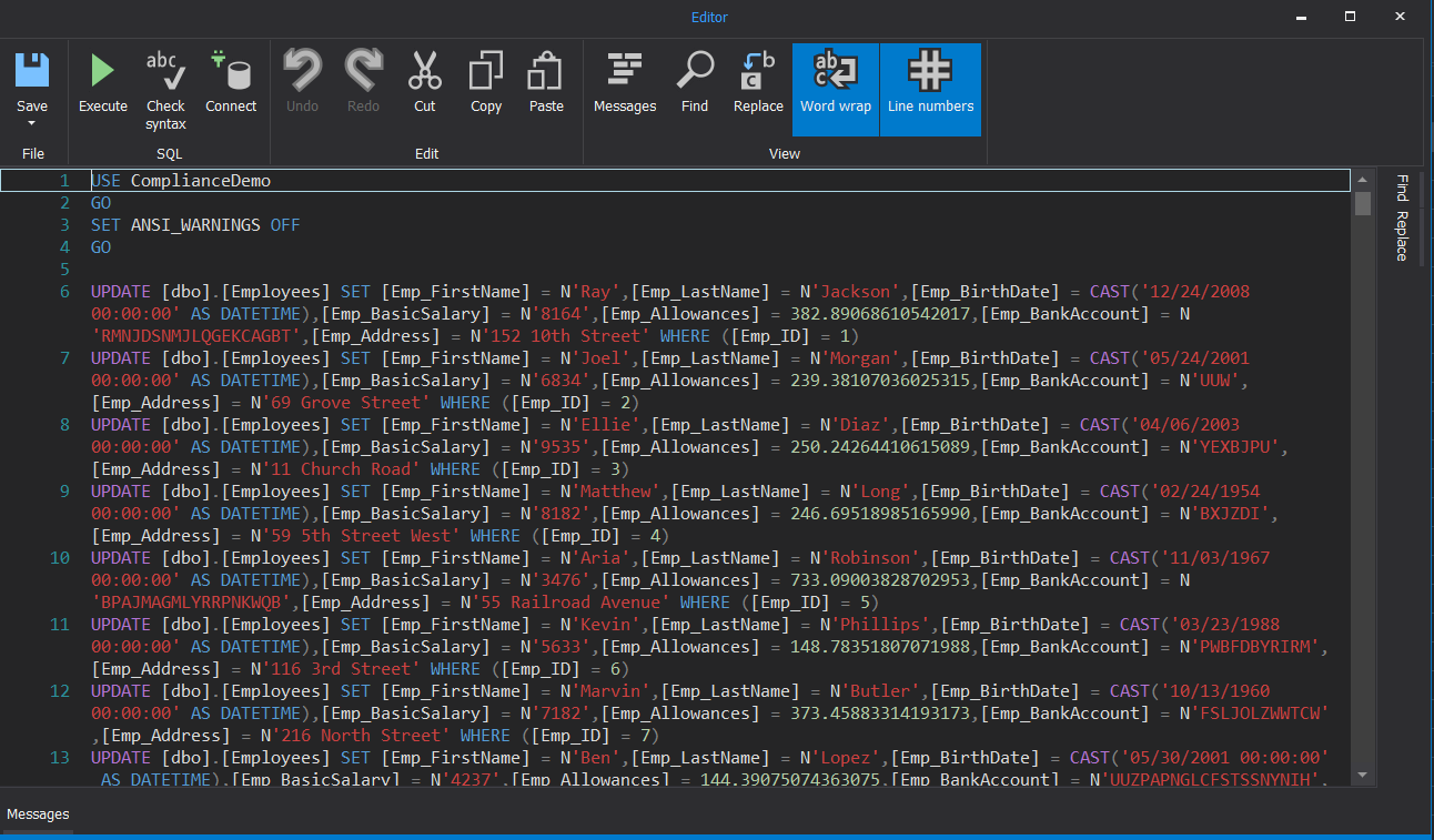 Regulatory SQL Server compliance using data masking