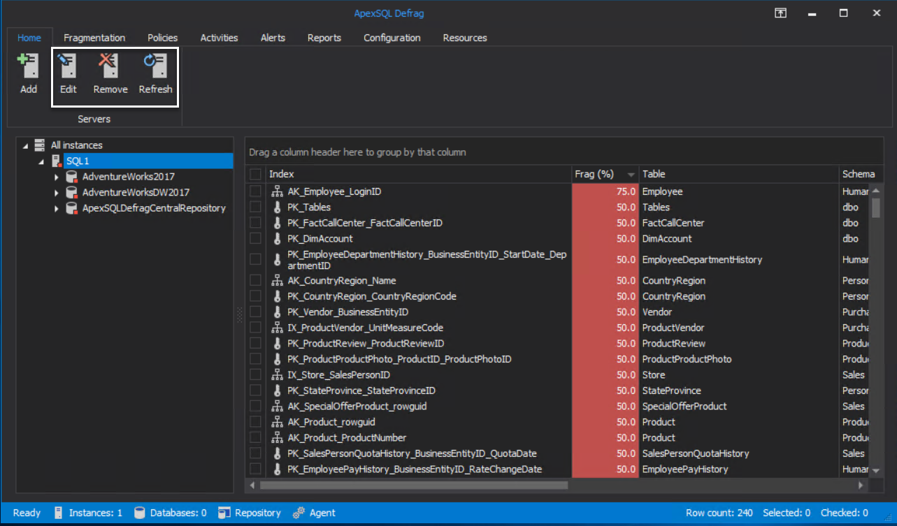 How to monitor the status of index defragmentation jobs